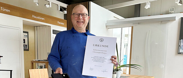 Schreinermeister Christoph Rieger aus Kaisersesch erhält höchste HwK ...